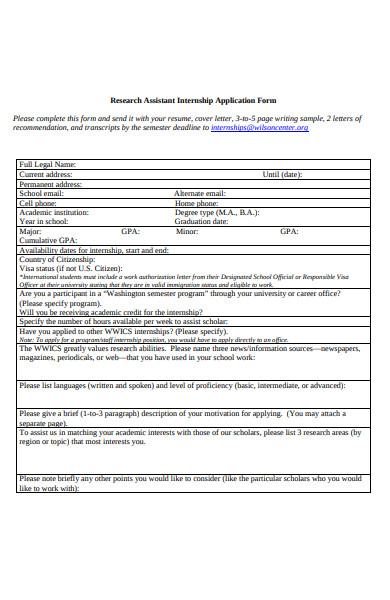 FREE 50+ Internship Application Form Samples, PDF, MS Word, Google Docs