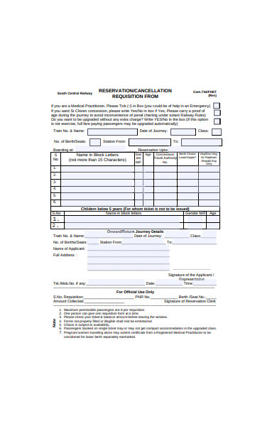 FREE 53+ Reservation Forms in PDF | MS Word | Excel
