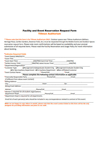 FREE 53+ Reservation Forms in PDF | MS Word | Excel