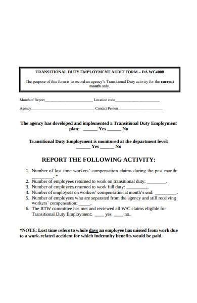FREE 54+ Return to Work Form Samples, PDF, MS Word, Google Docs