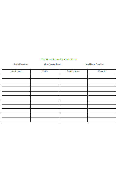 FREE 51+ Pre Order Forms in PDF | MS Word | Excel