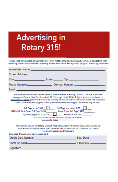 FREE 35+ Advertising Forms in PDF | MS Word | XLS