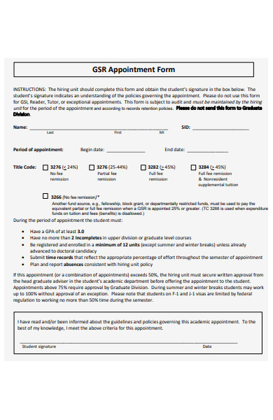 FREE 56+ Appointment Form Samples, PDF, MS Word, Google Docs