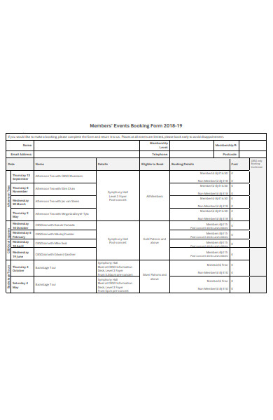 FREE 56+ Event Booking Form Samples, PDF, MS Word, Google Docs, Excel