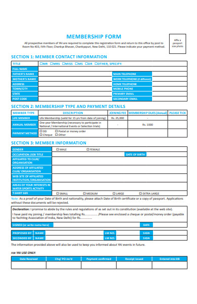 FREE 56+ Membership Form Samples, PDF, Word, Google Docs, Excel