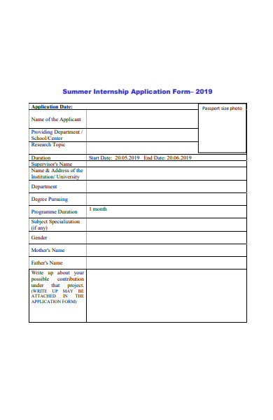 FREE 50+ Internship Application Form Samples, PDF, MS Word, Google Docs