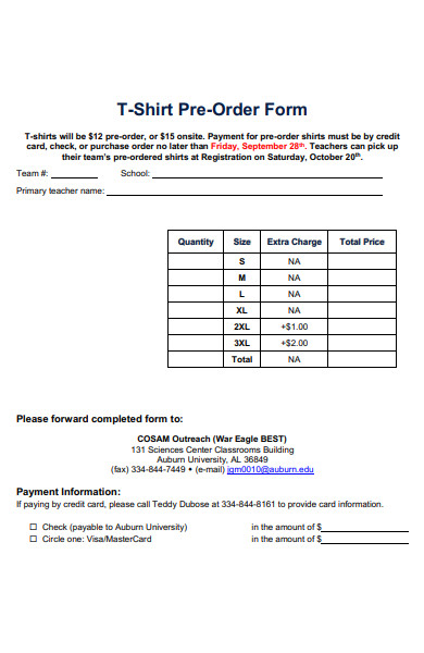 FREE 51+ Pre Order Forms in PDF | MS Word | Excel