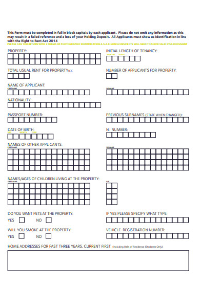 FREE 35+ Tenant Application Forms in PDF | MS Word