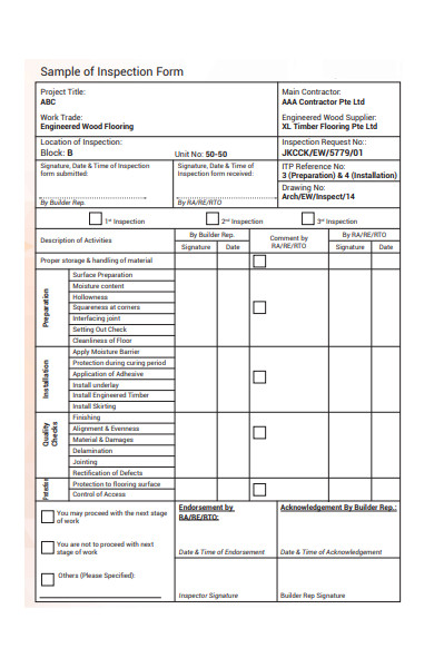 FREE 56+ Inspection Form Samples, PDF, MS Word, Google Docs, Excel