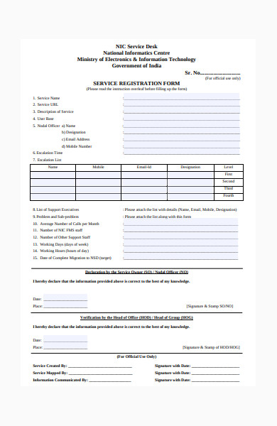 FREE 53+ Services Forms in PDF | MS Word | Excel