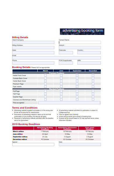 FREE 35+ Advertising Forms in PDF | MS Word | XLS