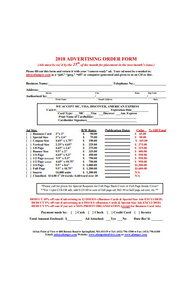 FREE 35+ Advertising Forms in PDF | MS Word | XLS