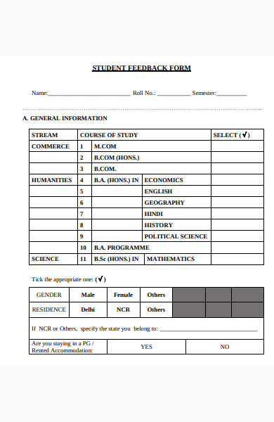 FREE 51+ Feedback Form Samples in PDF | MS Word | Excel