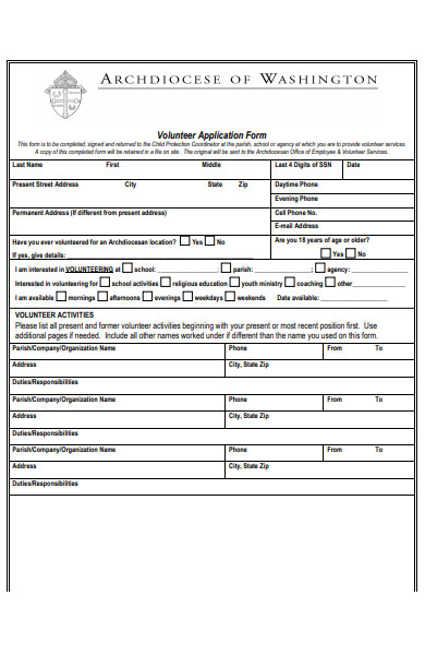 FREE 51+ Volunteer Forms in PDF | MS Word | Excel