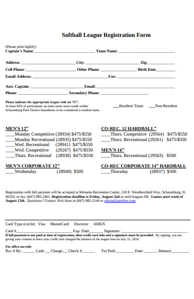FREE 37+ Best Sports Registration Forms in PDF | MS Word | Excel