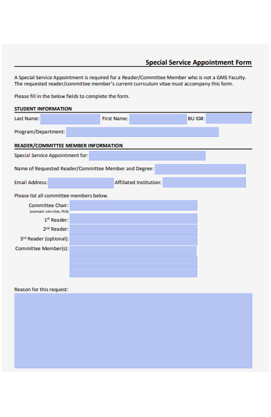 FREE 56+ Appointment Form Samples, PDF, MS Word, Google Docs