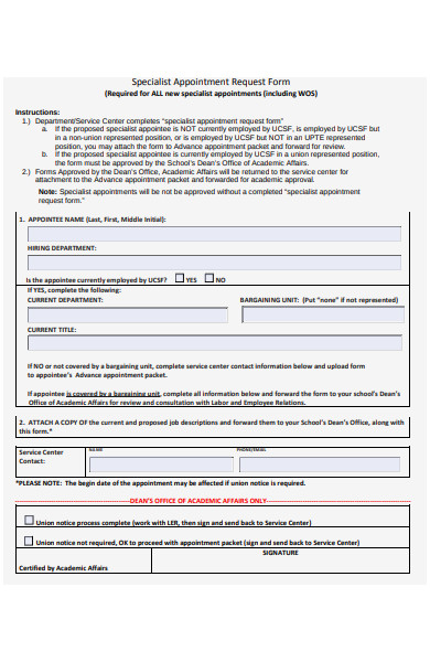 FREE 56+ Appointment Form Samples, PDF, MS Word, Google Docs