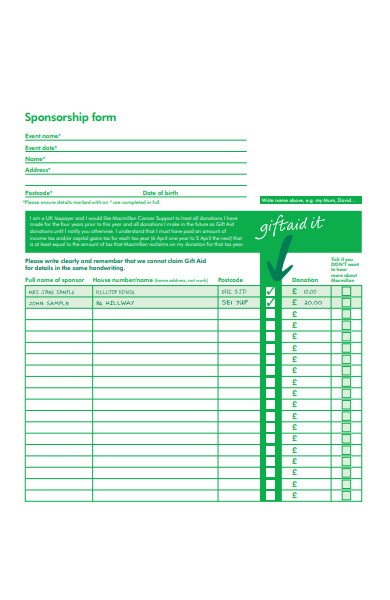 FREE 56+ Sponsorship Form Samples, PDF, MS Word, Google Docs, Excel