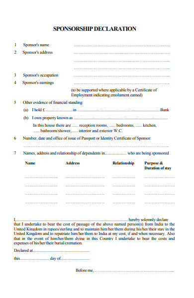 FREE 52+ Sponsorship Forms in PDF | MS Word | Excel