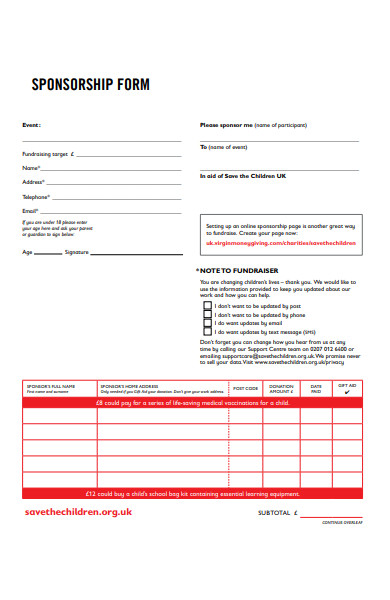 FREE 56+ Sponsorship Form Samples, PDF, MS Word, Google Docs, Excel