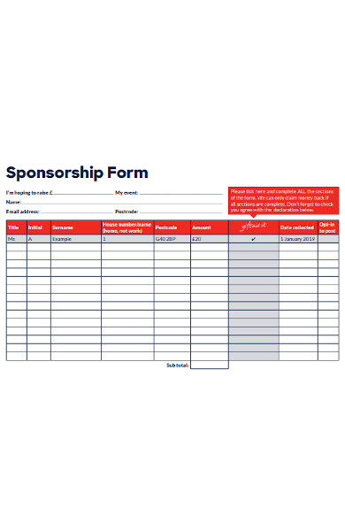 FREE 56+ Sponsorship Form Samples, PDF, MS Word, Google Docs, Excel