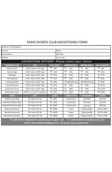 FREE 35+ Advertising Forms in PDF | MS Word | XLS