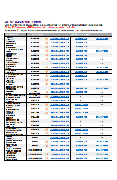 FREE 53+ Sports Forms in PDF | MS Word | Excel