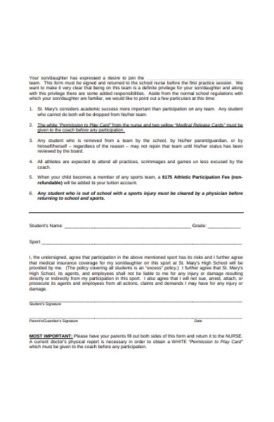 FREE 53+ Sports Forms in PDF | MS Word | Excel