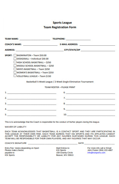 FREE 37+ Best Sports Registration Forms in PDF | MS Word | Excel