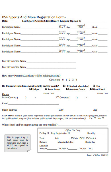 FREE 37+ Best Sports Registration Forms in PDF | MS Word | Excel