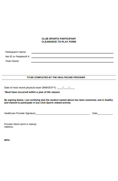 FREE 53+ Sports Forms in PDF | MS Word | Excel
