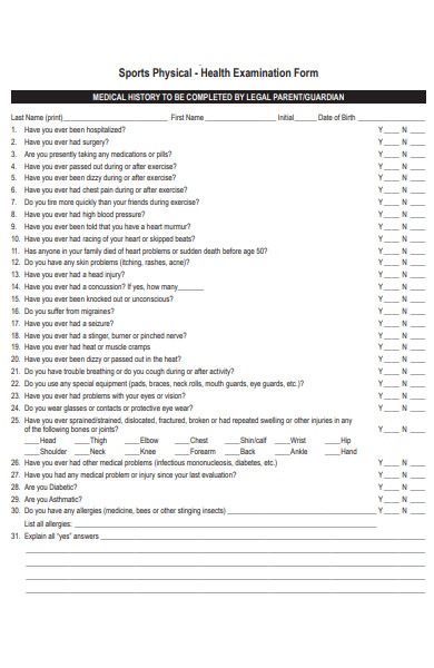 FREE 53+ Sports Forms in PDF | MS Word | Excel