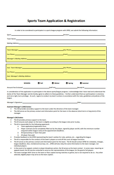 FREE 37+ Best Sports Registration Forms in PDF | MS Word | Excel