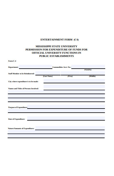 FREE 34+ Entertainment Forms in PDF | MS Word | Excel
