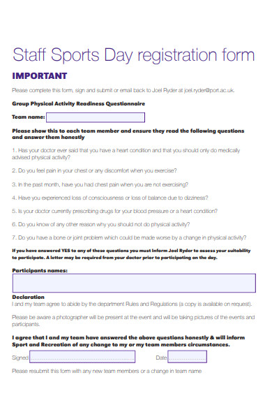 FREE 37+ Best Sports Registration Forms in PDF | MS Word | Excel