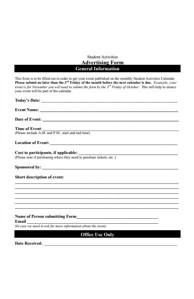 FREE 35+ Advertising Forms in PDF | MS Word | XLS