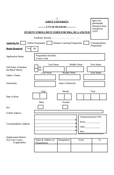 FREE 56+ Enrolment Form Samples, PDF, MS Word, Google Docs, Excel