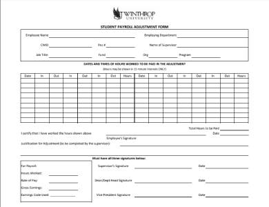 FREE 7+ Payroll Adjustment Forms in MS Word | PDF | Excel