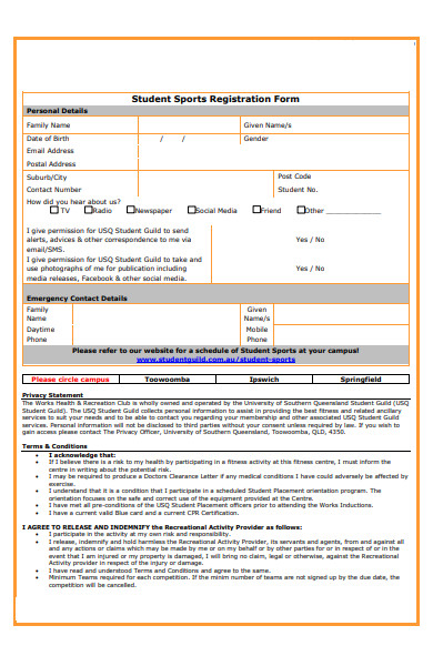 FREE 37+ Best Sports Registration Forms in PDF | MS Word | Excel
