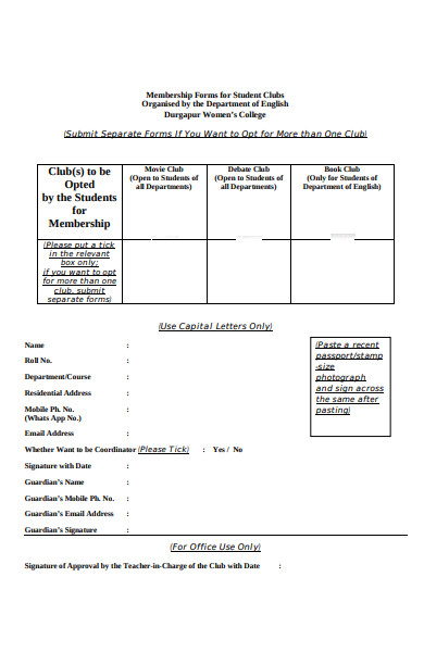 FREE 56+ Membership Form Samples, PDF, Word, Google Docs, Excel