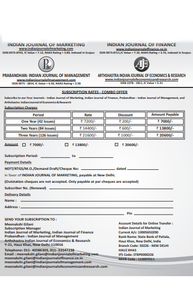 FREE 52+ Subscription Forms in PDF | MS Word | Excel