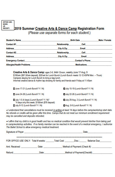 FREE 37+ Dance Registration Form Samples, PDF, MS Word, Google Docs