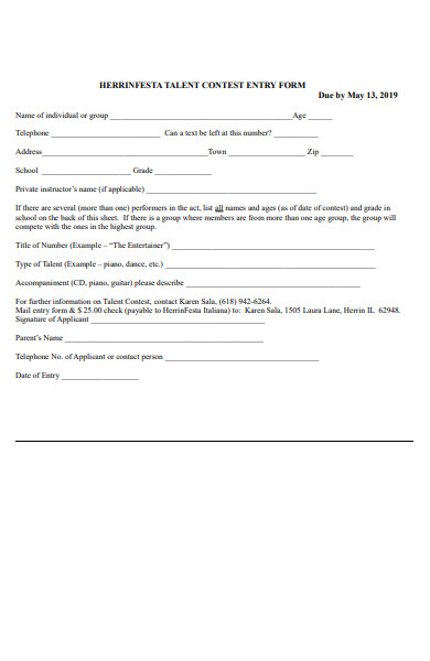 FREE 36+ Contest Entry Form Samples, PDF, MS Word, Google Docs, Excel