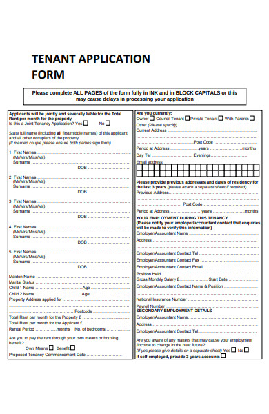 FREE 35+ Tenant Application Forms in PDF | MS Word
