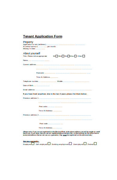 FREE 35+ Tenant Application Forms in PDF | MS Word