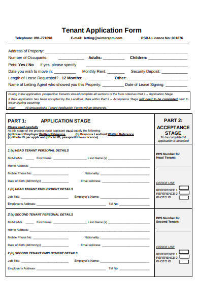 FREE 35+ Tenant Application Forms in PDF | MS Word