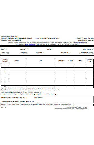 FREE 31+ Book Order Forms in PDF | MS Word | Excel