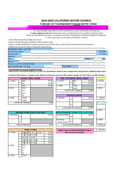 FREE 32+ Contest Entry Forms in PDF | MS Word | Excel