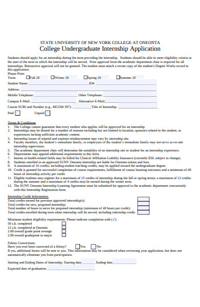 FREE 46+ Internship Application Forms in PDF | MS Word