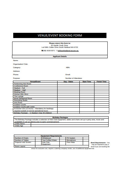 FREE 56+ Event Booking Form Samples, PDF, MS Word, Google Docs, Excel